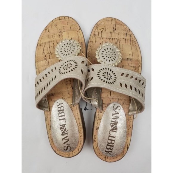Sam & Libby | Shoes | Sam Libby Metallic Slip On Sandals | Poshmark